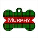 Pet ID Tag - Murphy Custom Name on Front Plaid Bone Tag - Etsy