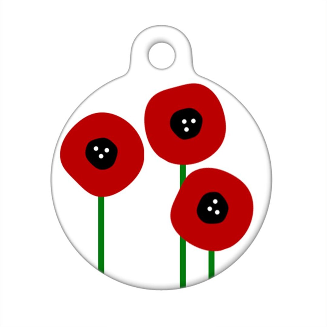 Pet ID Tag - Three Little Poppies - Etsy