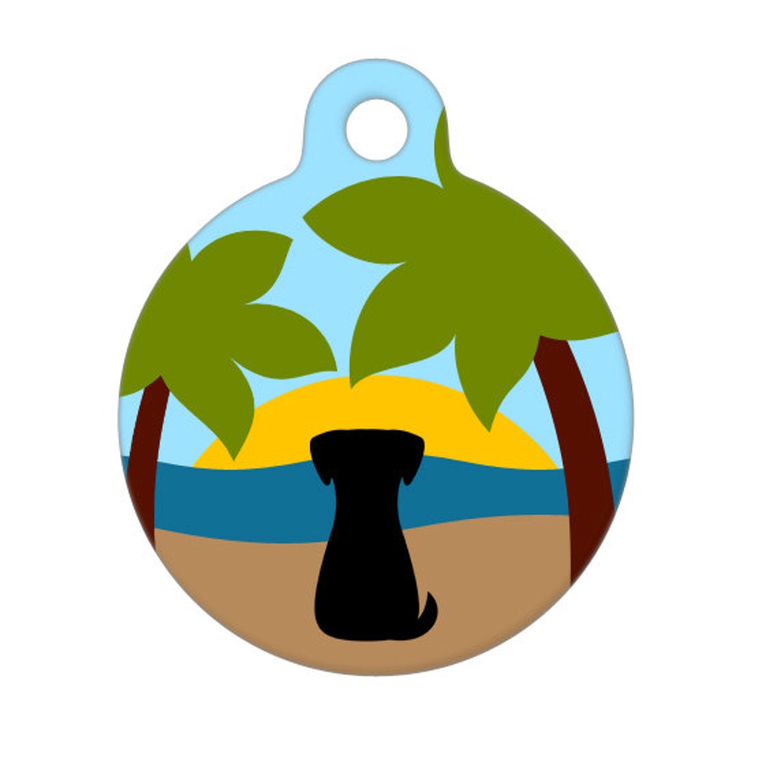 Pet ID Tag Tropical Beach Dog - Etsy