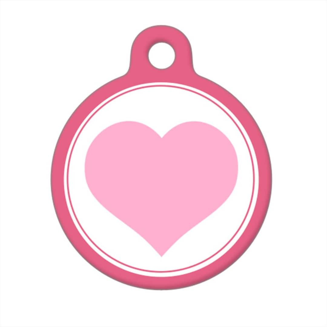Pet ID Tag - Pink Heart - Etsy