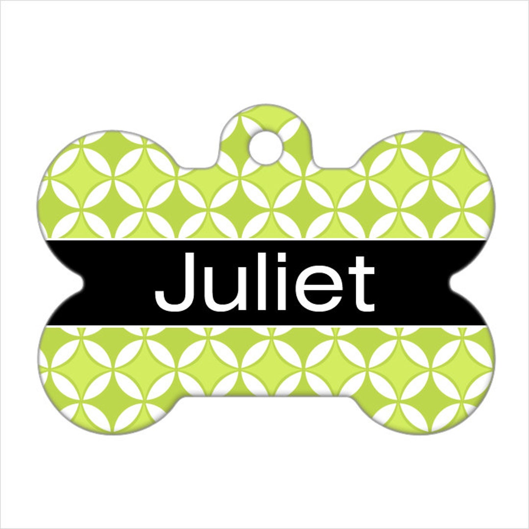 Pet ID Tag - Juliet Custom Name on Front Dog Bone - Etsy