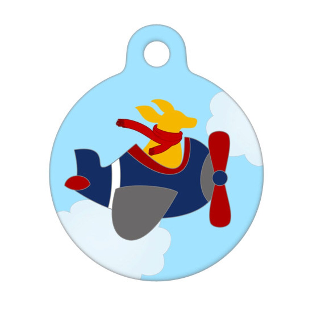 Pet ID Tag Yellow Dog Flying Around - Etsy