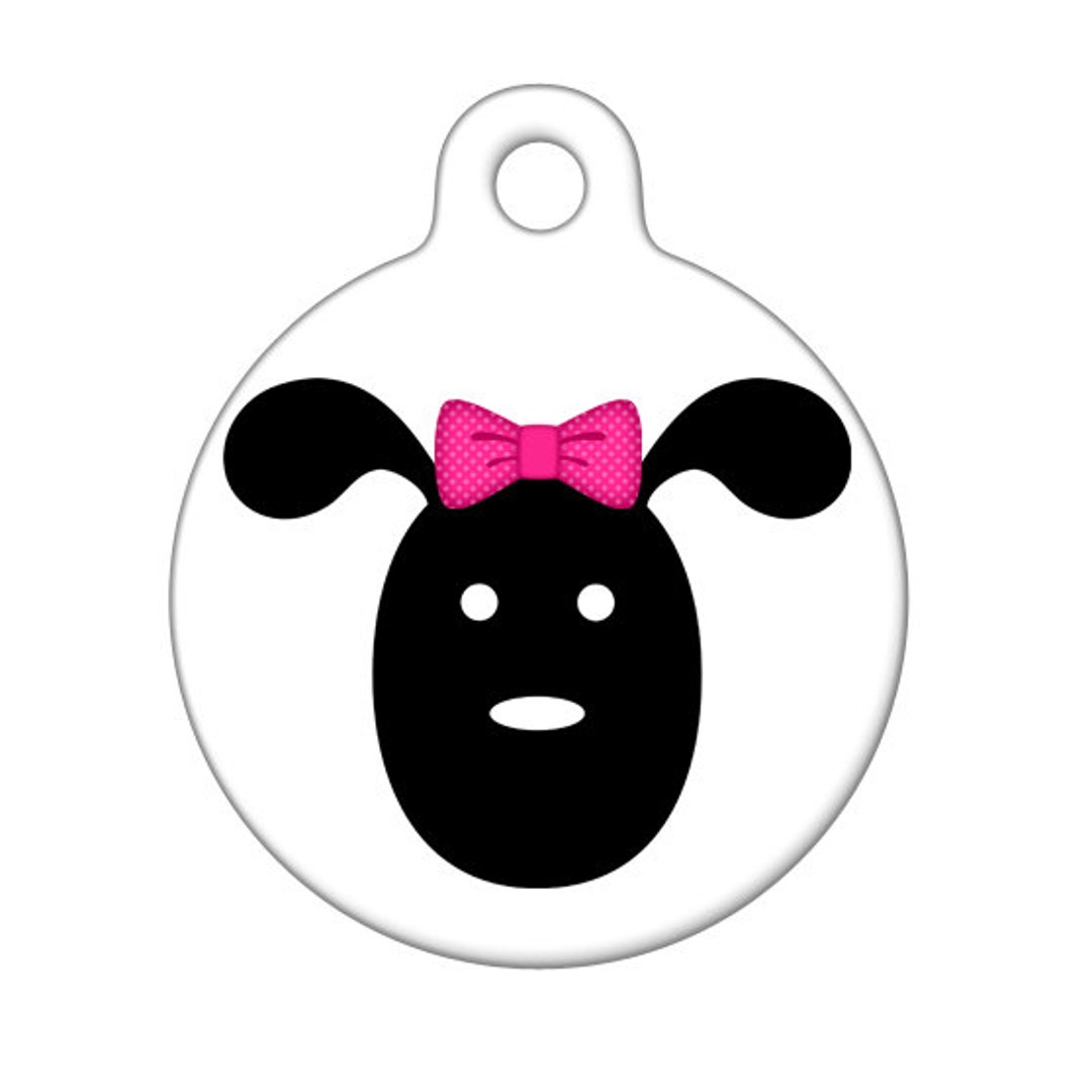 Pet ID Tag Girl Dog With Pink Bow - Etsy