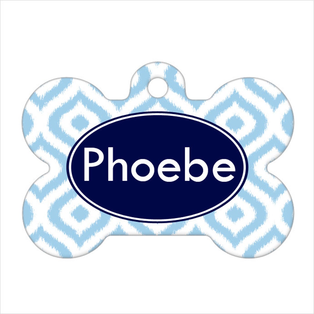 Pet ID Tag - Phoebe Ikat Custom Name on Front Bone - Etsy