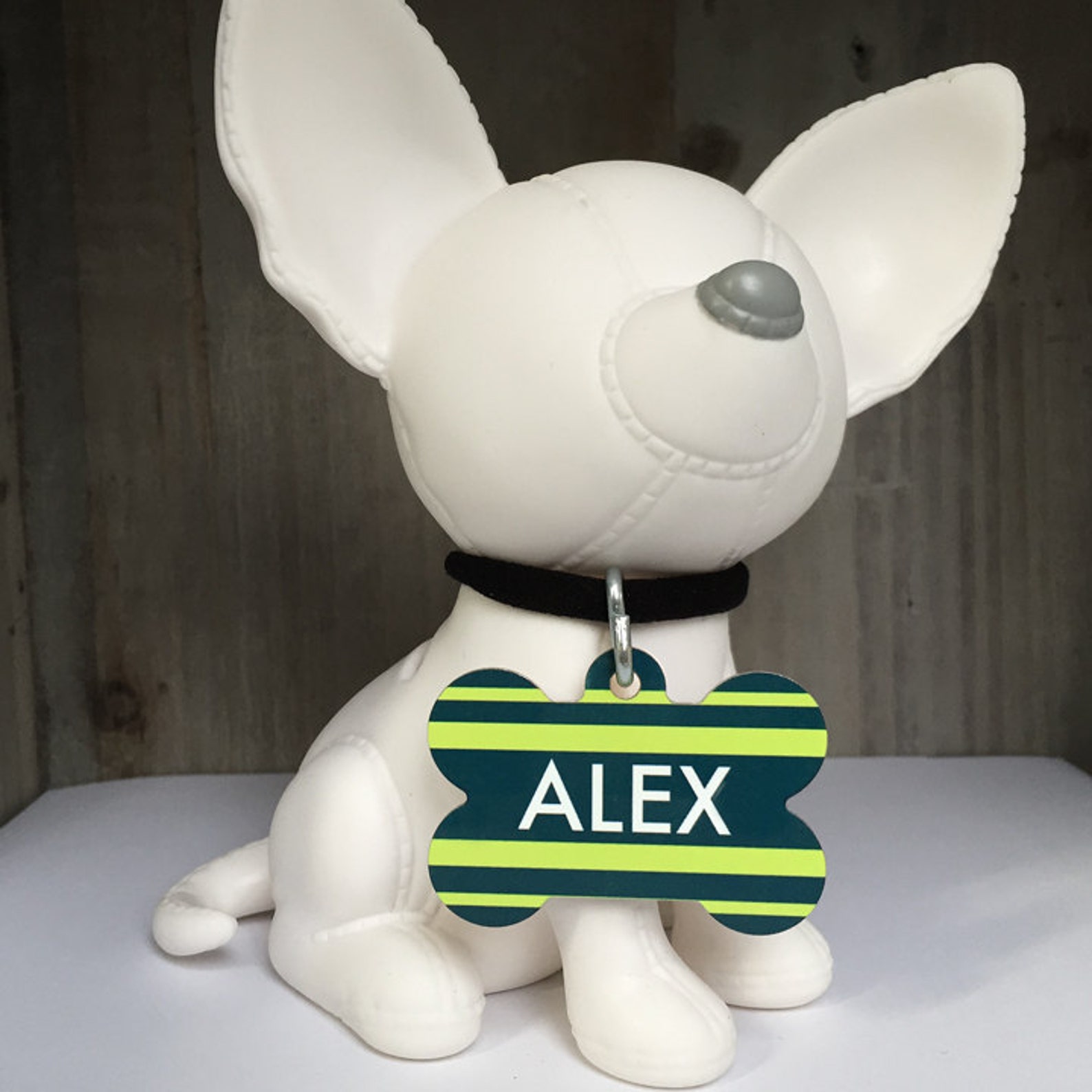 Pet ID Tag - Alex Striped Custom Name Dog Bone - Etsy