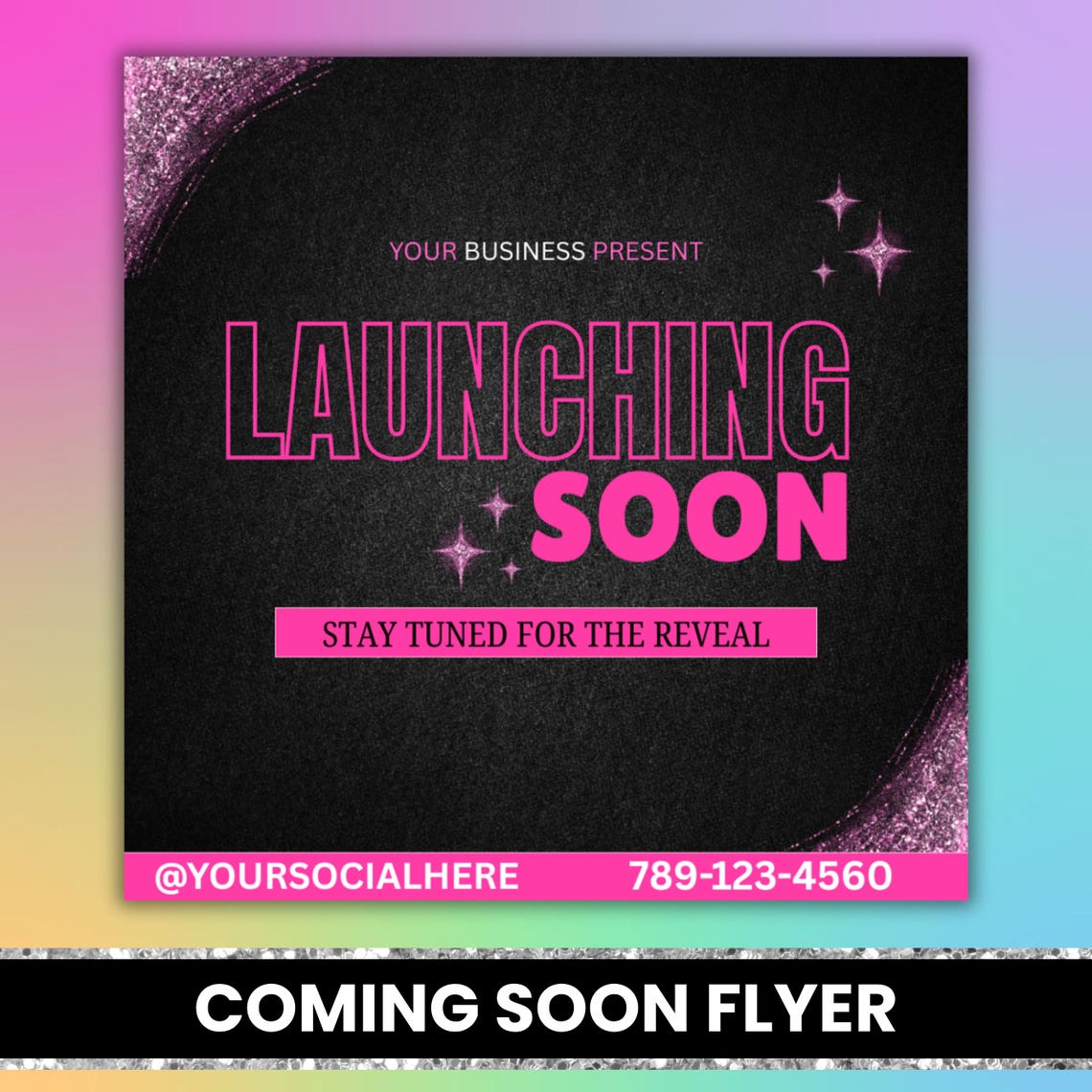 Editable Coming Soon Flyer: Pink & Black Instagram Template (canva ...