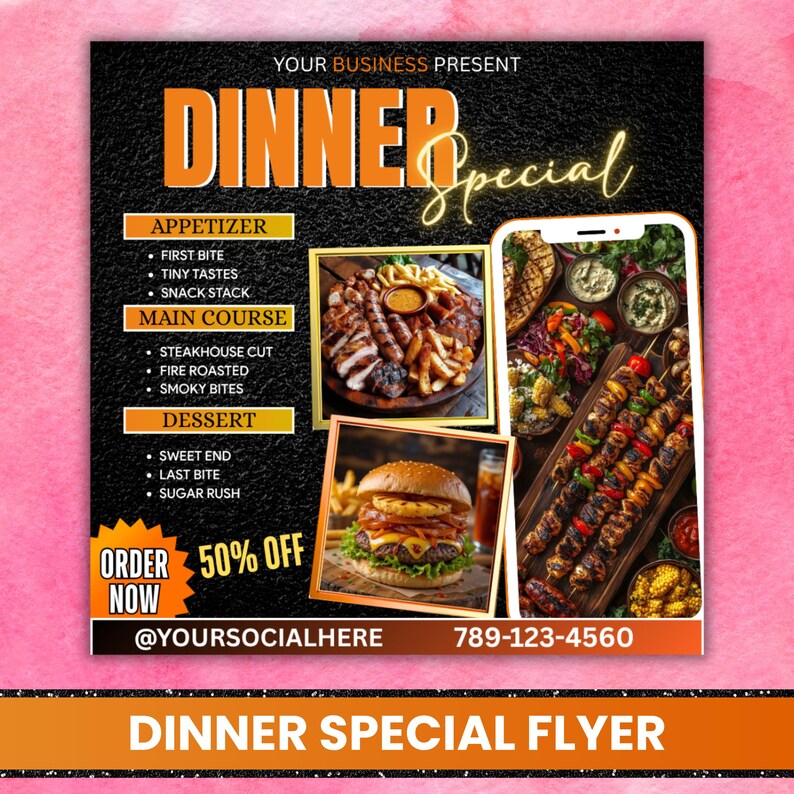 Restaurant Menu Flyer: Dinner Special, Dessert Template (canva Editable ...