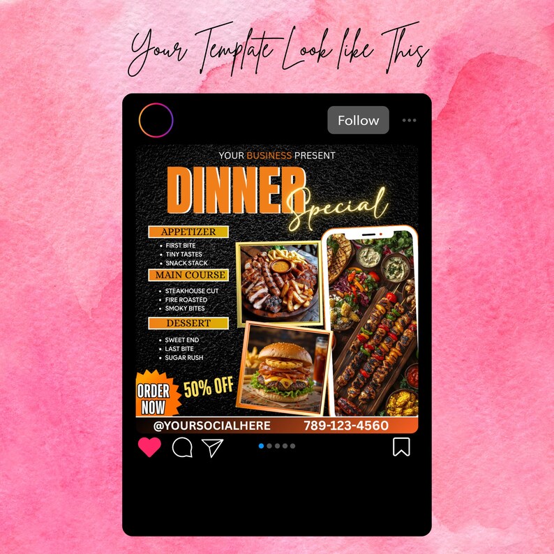 Restaurant Menu Flyer: Dinner Special, Dessert Template (canva Editable ...