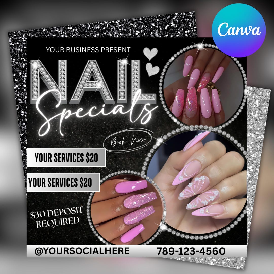 Summer Nail Special Flyer, Nail Tech Promotion (canva Editable Template ...