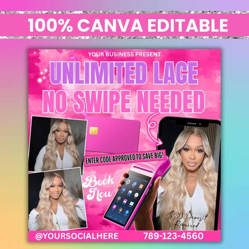 New Client Welcome Flyer: Hair, Lashes, Nails - Canva Template (digital ...
