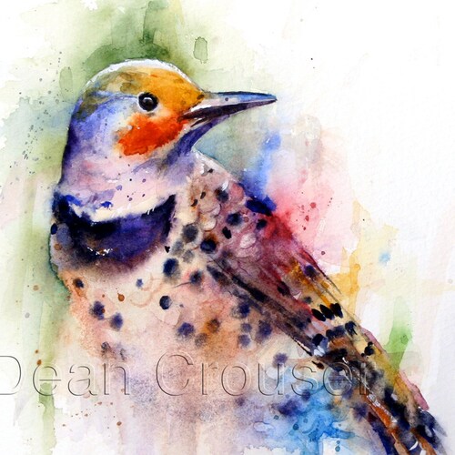 CHICKADEE and SUNFLOWER Watercolor Bird Print by Dean Crouser - Etsy