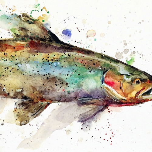 TROUT Watercolor Fish Print by Dean Crouser - Etsy