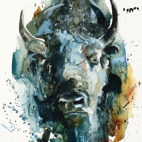 ABSTRACT BUFFALO Watercolor Bison Print by Dean Crouser | Etsy