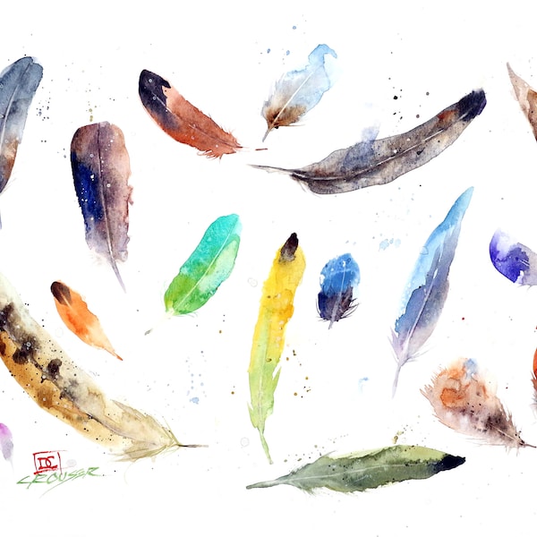 Colorful Feather Art - Etsy