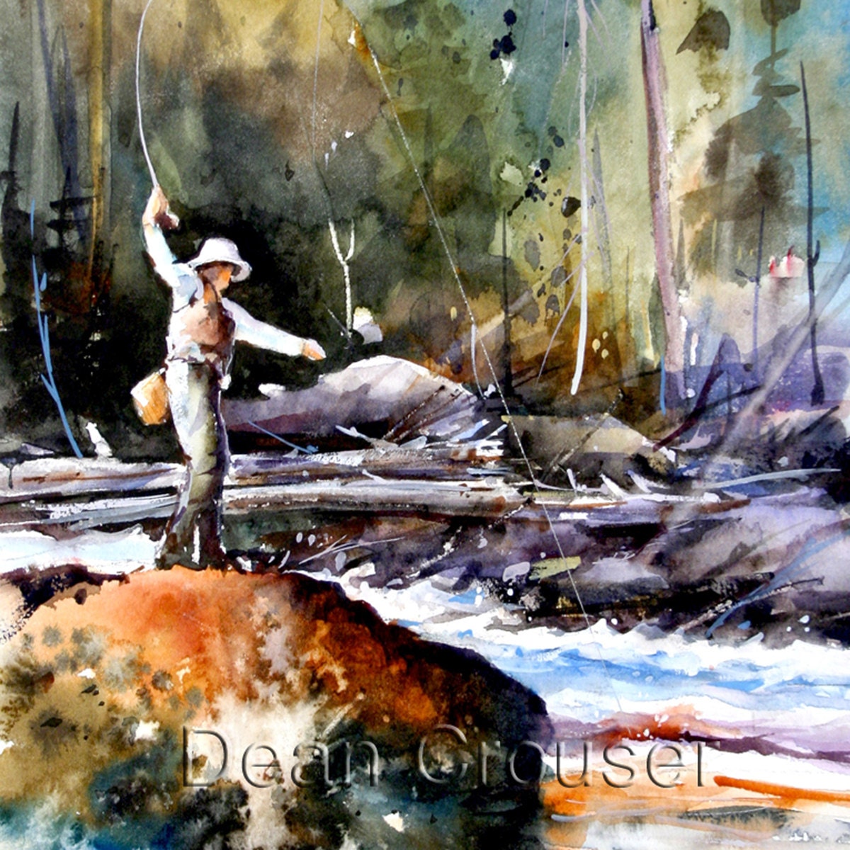 TROUT FISHING Watercolor Print by Dean Crouser | Etsy