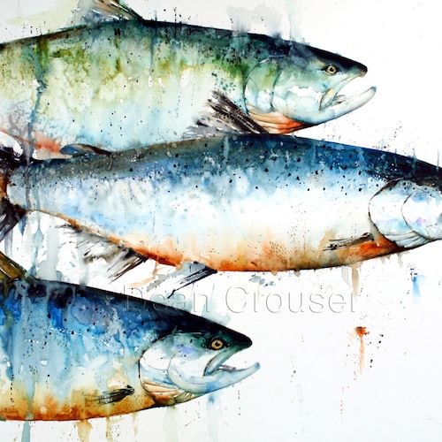 TROUT Watercolor Fish Print by Dean Crouser - Etsy