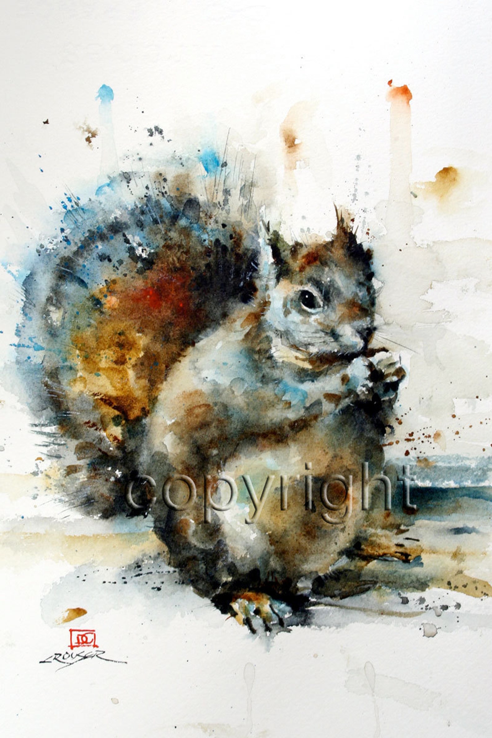 SQUIRREL Watercolor Print, Squirrel Painting, Animal Art by Dean ...