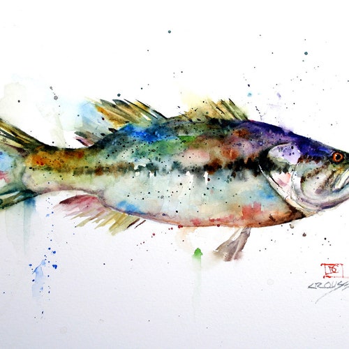 TROUT Watercolor Fish Print by Dean Crouser - Etsy