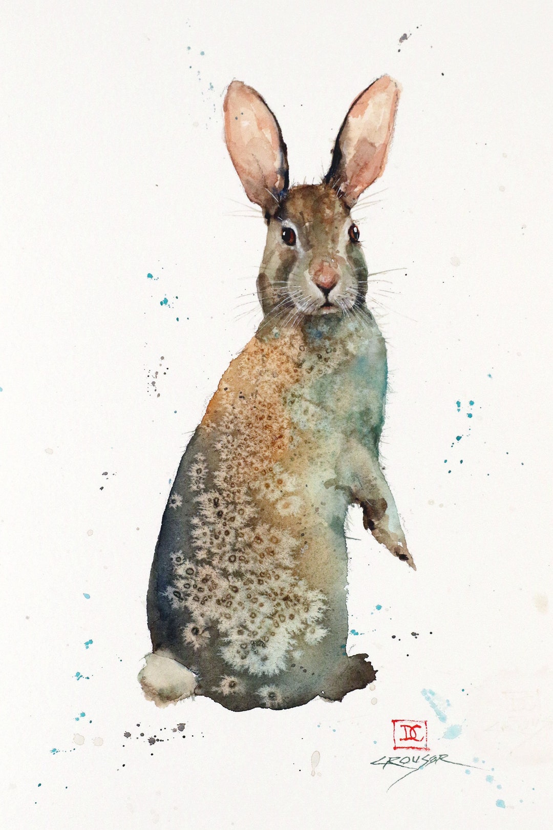 COLORFUL RABBIT Watercolor Animal Print From Watercolor Painting by ...