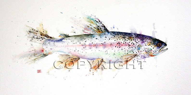TROUT Watercolor Fish Print by Dean Crouser - Etsy