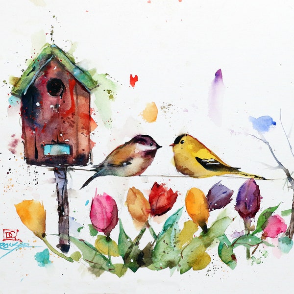 Spring Bird Art - Etsy