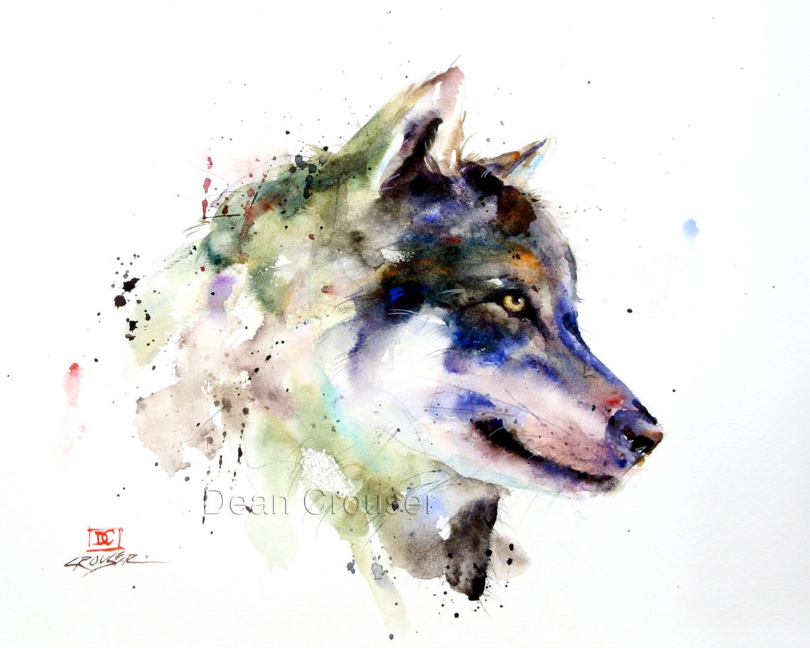 WOLF Watercolor Print Wolf Painting Wolf Art by Dean - Etsy Canada
