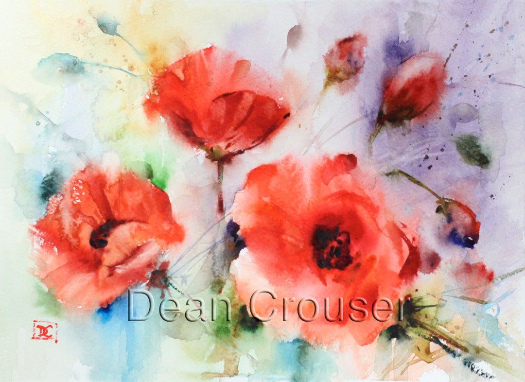 POPPY Flower Watercolor Print by Dean Crouser - Etsy