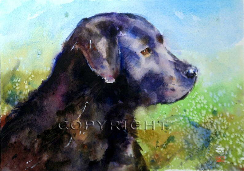 BLACK LAB Watercolor Print by Dean Crouser - Etsy