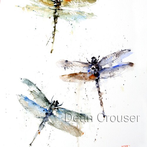 DRAGONFLY Watercolor Nature Art Print by Dean Crouser - Etsy
