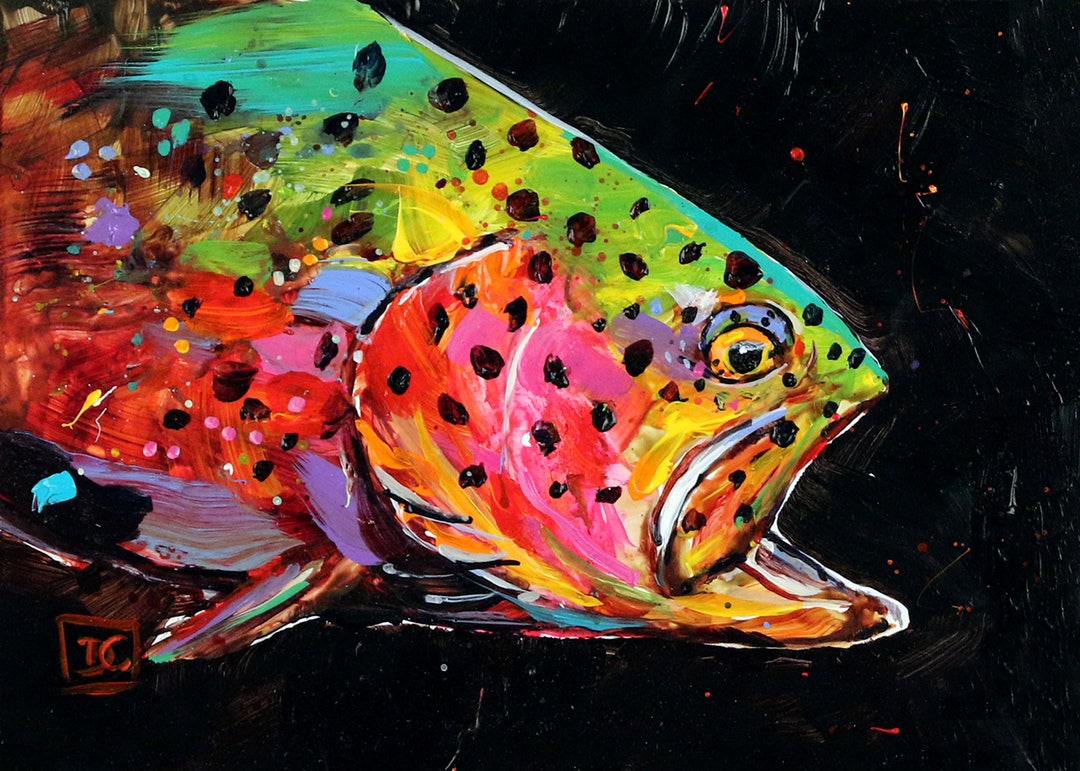 TROUT Abstract Colorful Abstract Fish Print by Dean Crouser - Etsy