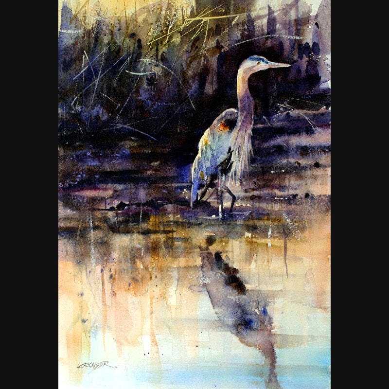 Heron Watercolor - Etsy