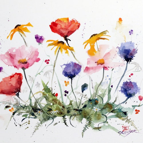 WILDFLOWERS Watercolor Floral Print by Dean Crouser - Etsy