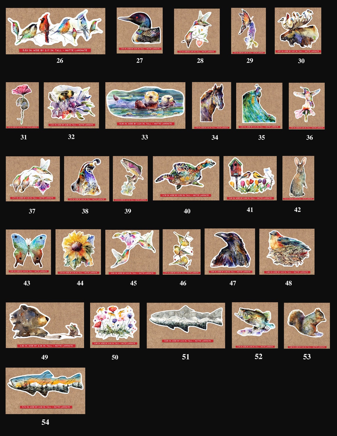Dean Crouser Watercolor Stickers: Birds, Fish, Bears, and More - Etsy