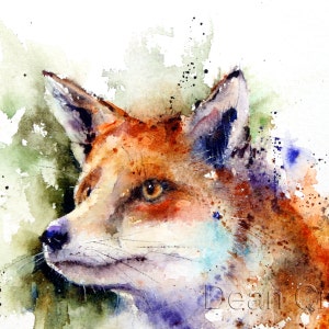 RED FOX Watercolor Nature Print by Dean Crouser - Etsy