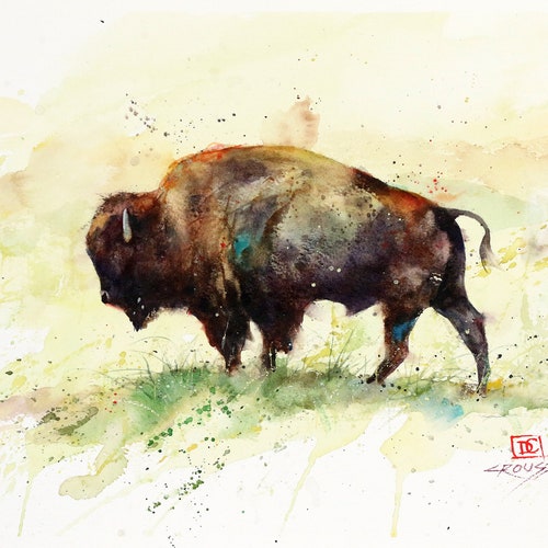 BUFFALO Watercolor Nature Art Print by Dean Crouser - Etsy