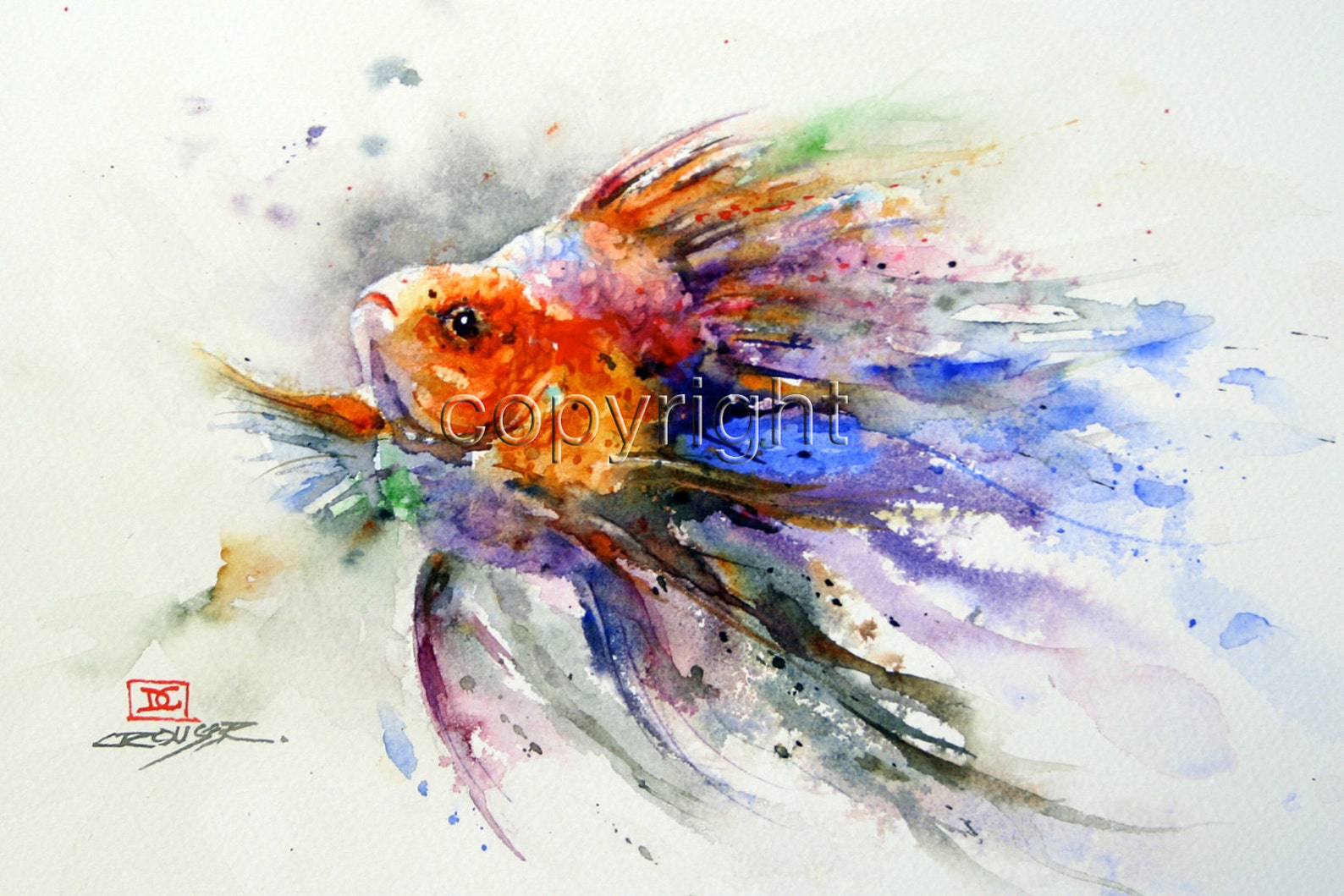 GOLDFISH Watercolor Print Fish Art by Dean Crouser - Etsy