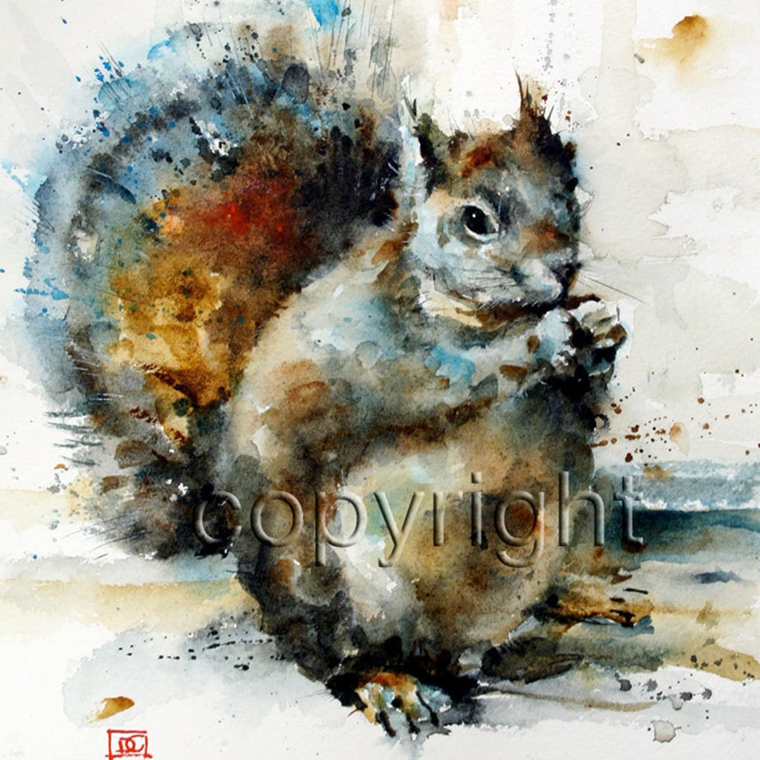 SQUIRREL Watercolor Print, Squirrel Painting, Animal Art by Dean ...