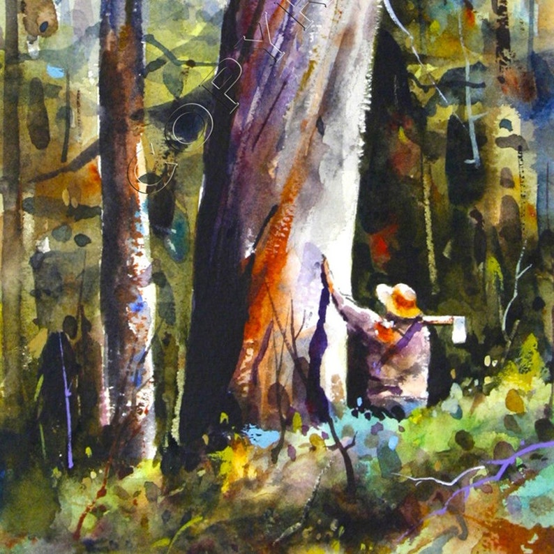 LUMBERJACK and TIMBER Watercolor Print by Dean Crouser - Etsy