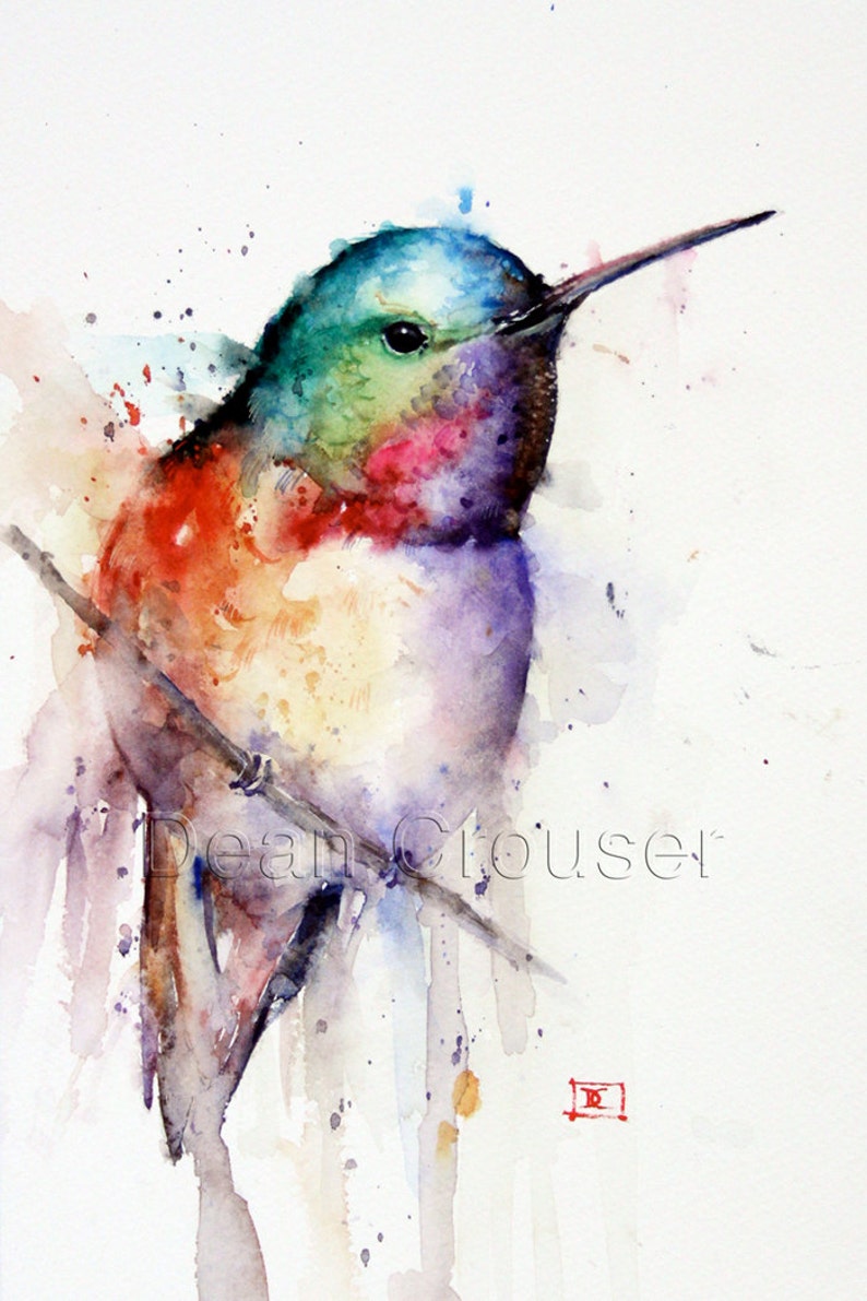 HUMMINGBIRD Watercolor Print by Dean Crouser - Etsy
