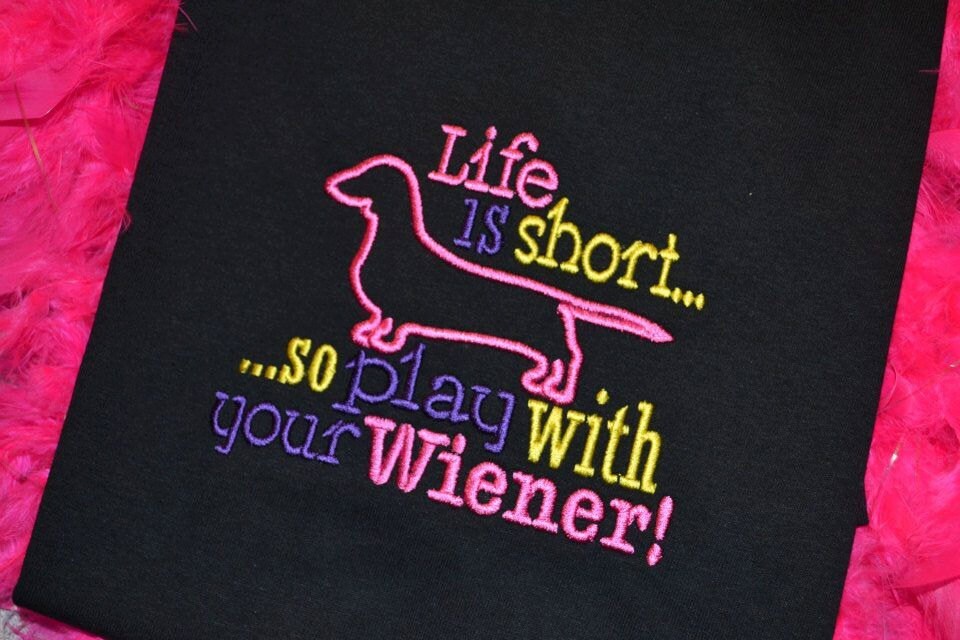 Play with your wiener Dachshund embroidered t-shirt | Etsy