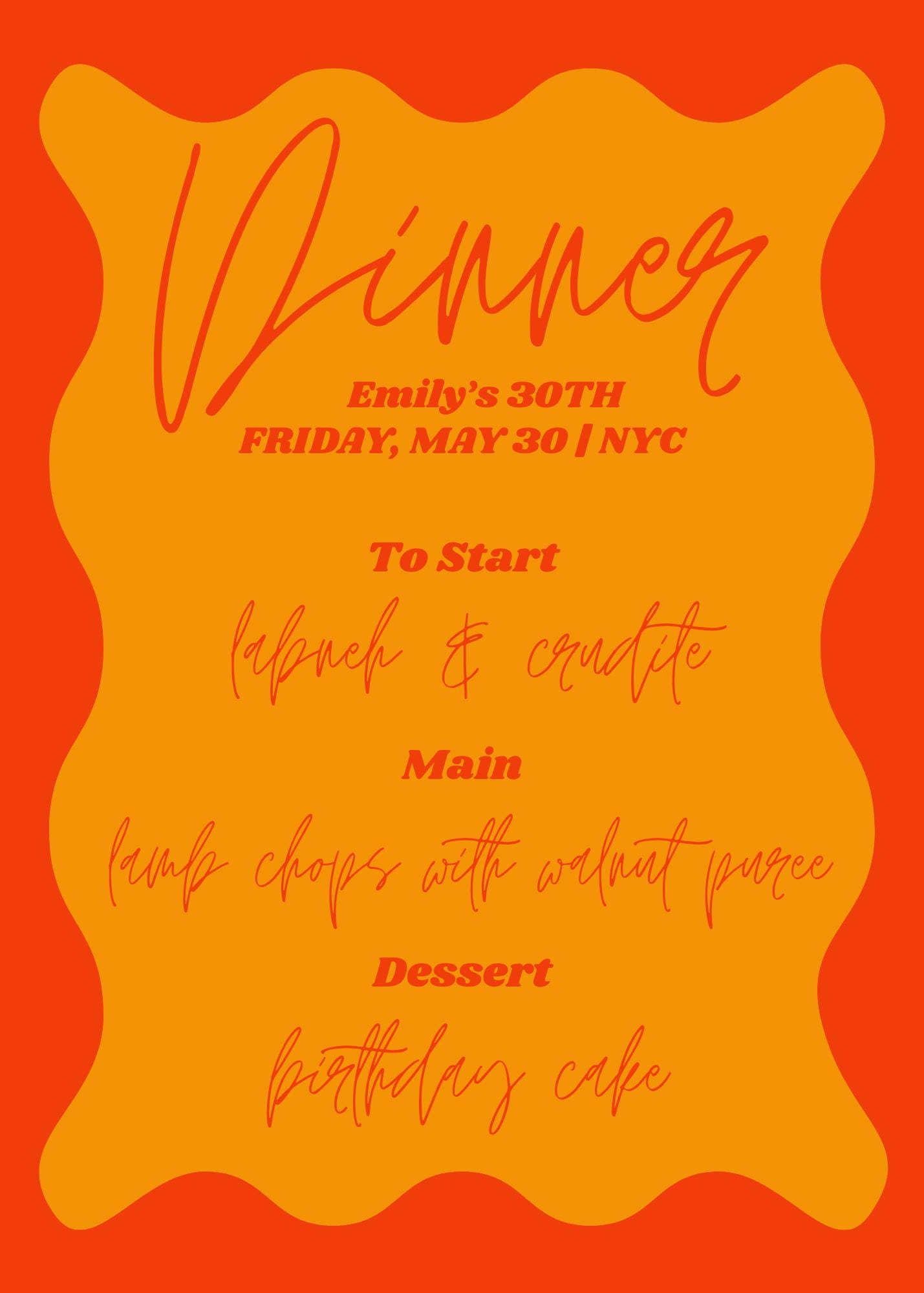 Editable Retro Dinner Party Menu | 30th Birthday Dinner Printable ...