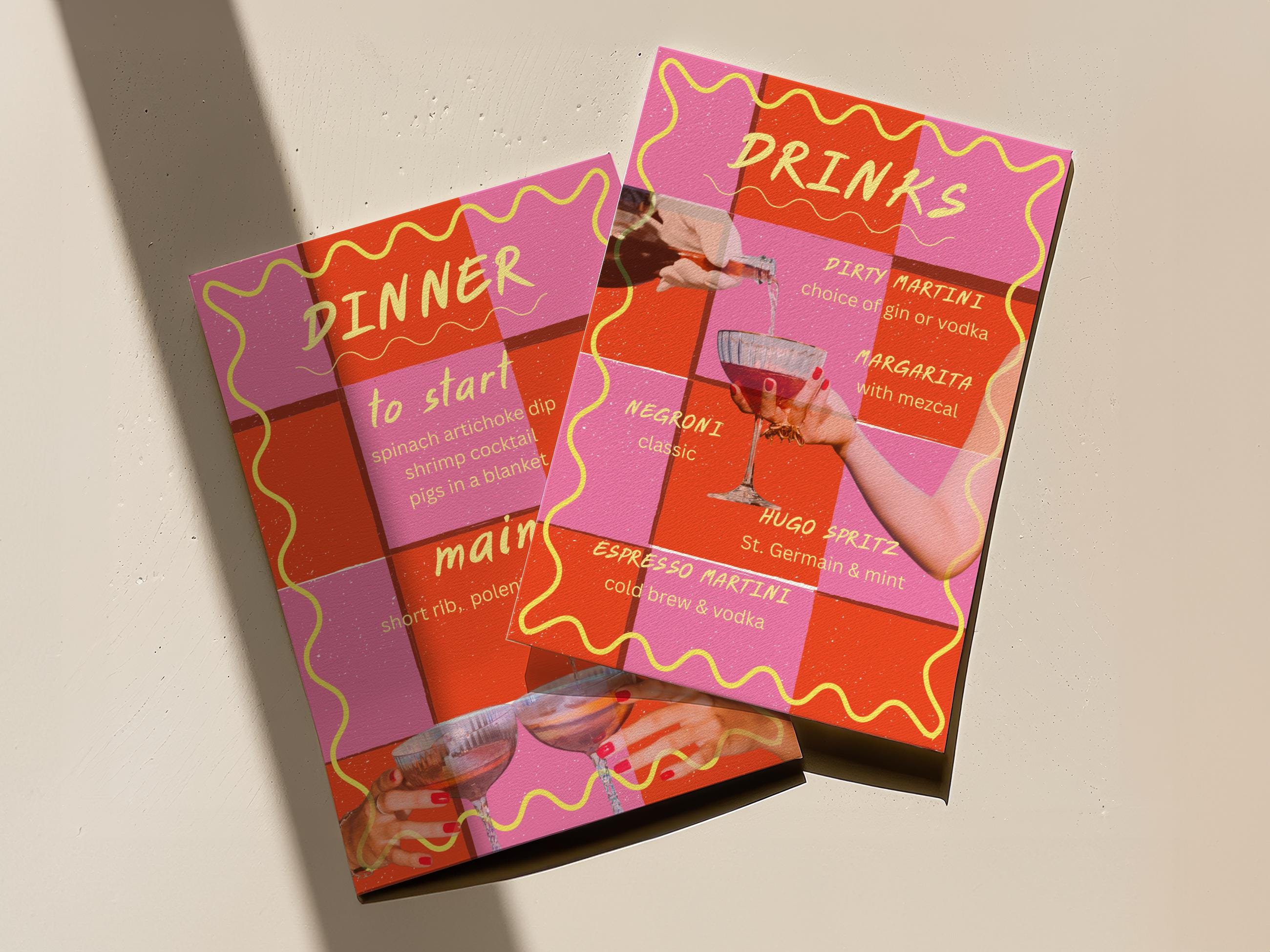 Retro Cocktail Party Menu & Drinks List | Editable Canva Template | Fun ...
