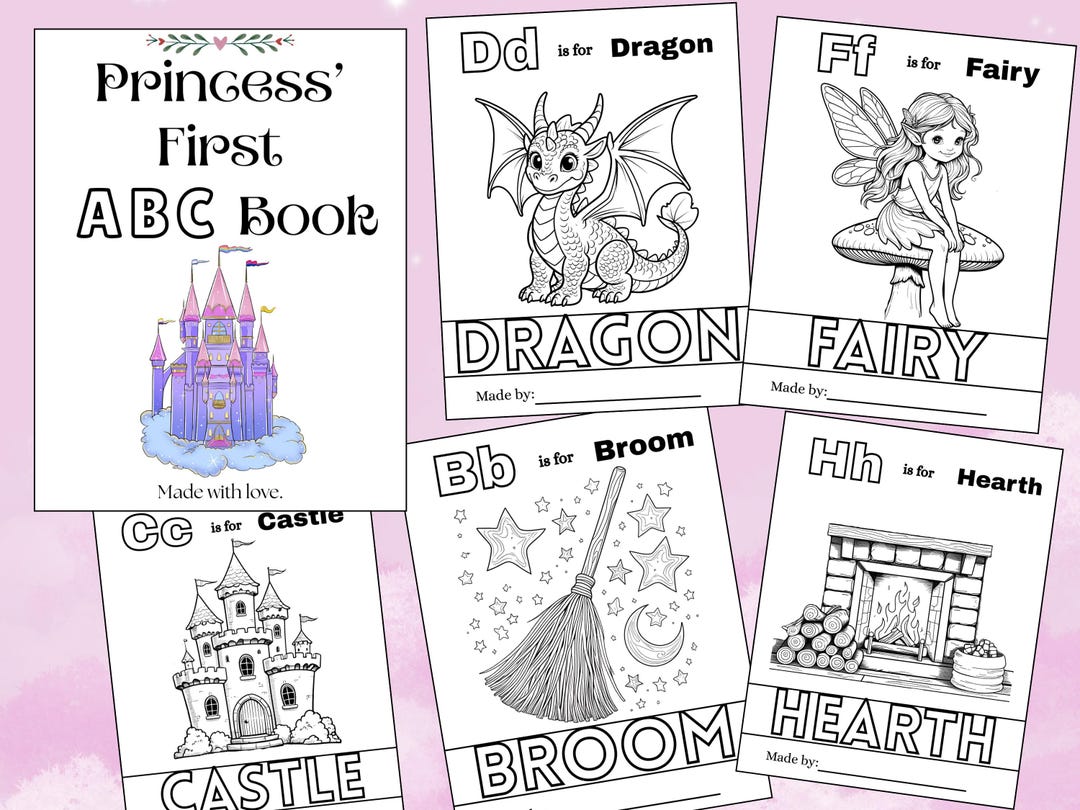 Princess ABC Coloring Book, Baby Shower Keepsake (digital Download) - Etsy
