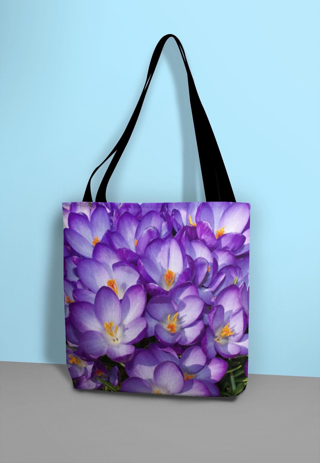 Floral Canvas Tote Bag, Purple Crocuses Print, Stylish Shopping Bag - Etsy