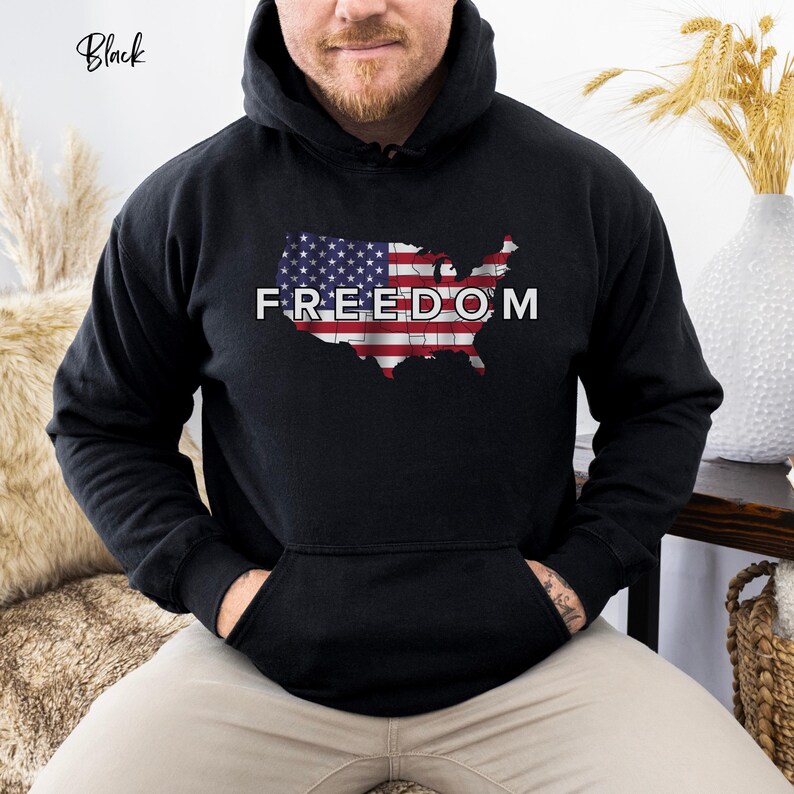 Freedom USA Map Hoodie, Patriotic 2nd Amendment Sweatshirt,250 Years ...