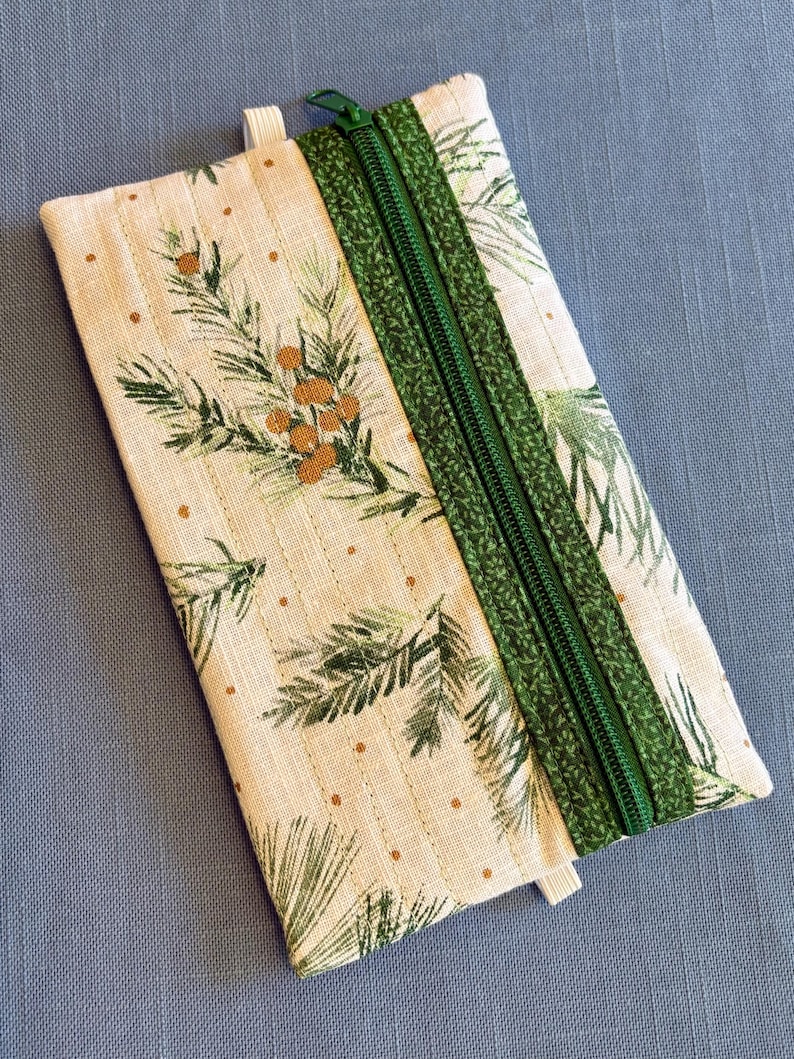 Evergreen Print Quilted Pencil Pouch With Elastic Strap - Etsy