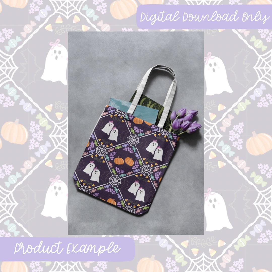 Girly Ghosts Seamless Pattern, Cute Halloween Digital Paper (PNG) - Etsy