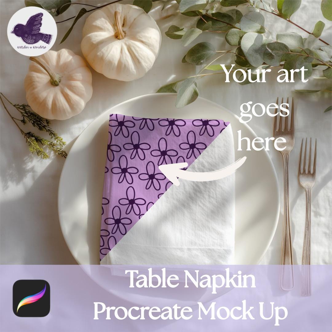 Fall Table Napkin Mockup for Procreate: Realistic Tablescape Flat Lay ...
