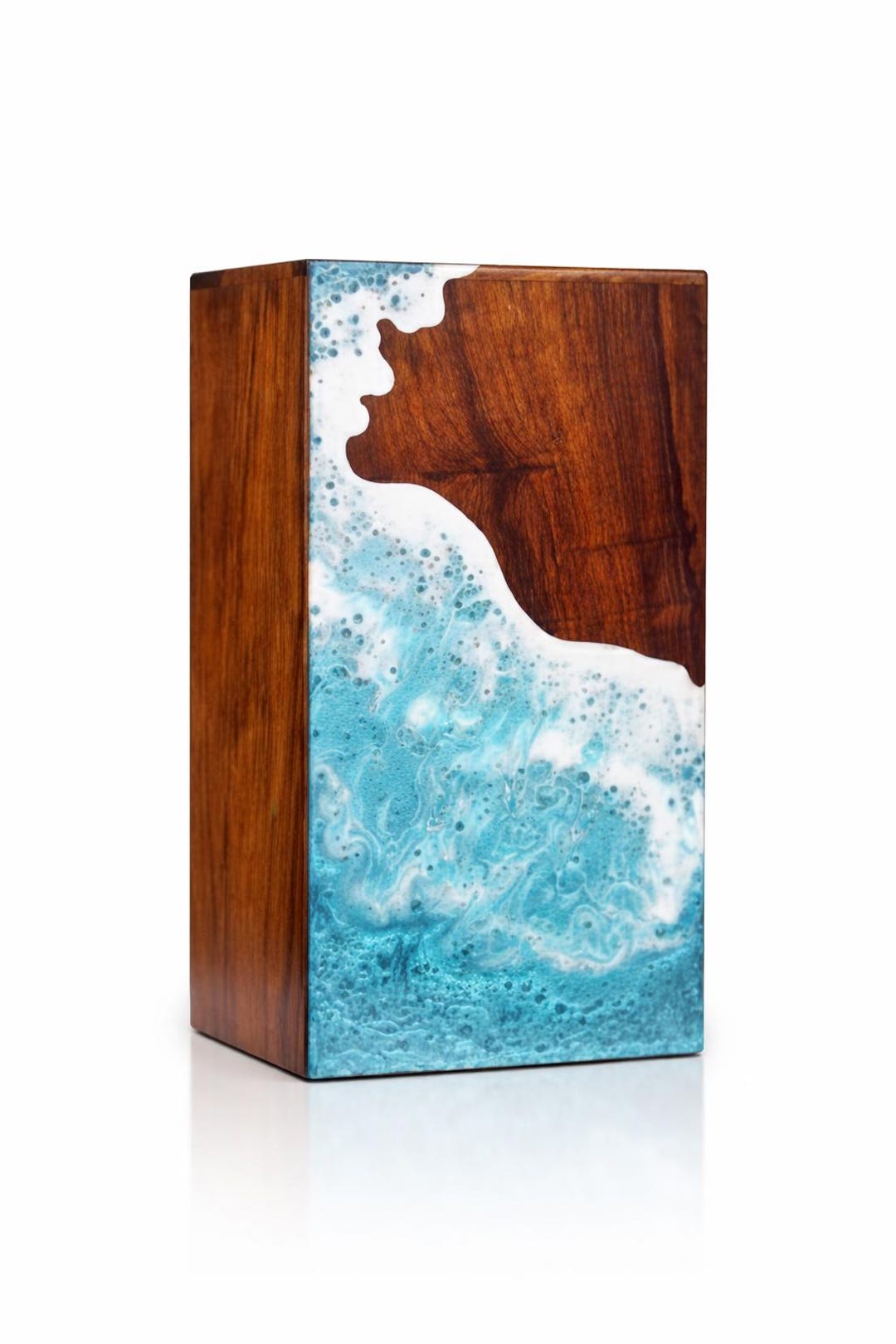 Wooden Resin Cremation Urn Box for Ashes | Handmade Memorial Keepsake ...