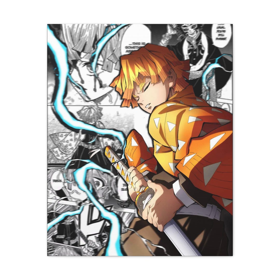 Demon Slayer | Zenitsu Agatsuma | Anime Art Canvas Print, Wall Decor ...